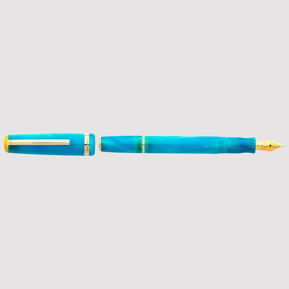 JR Pocket Pen - Paradise - Blue Breeze Gold Trim - Custom Scribe Nib